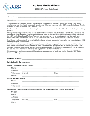 Fillable Online Athlete Medical FormHEALTH HISTORY - Special Olympics ...