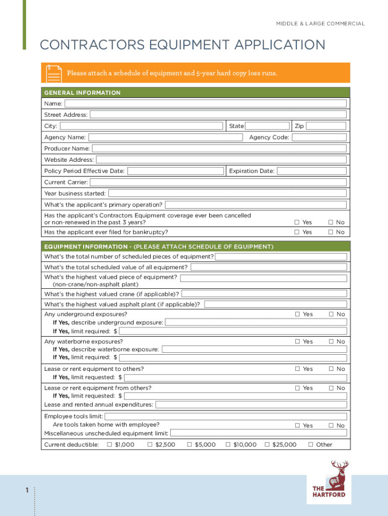 Fillable Online CONTRACTORS EQUIPMENT APPLICATION Fax Email Print - pdfFiller