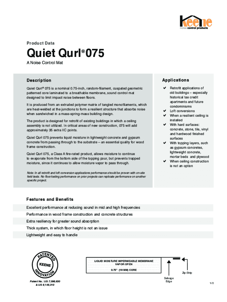 Fillable Online Quiet Qurl 075 RFNoise Control - Keene Building ...