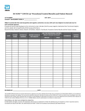 Fillable Online ID NOW COVID-19* Procedural Control Results and Patient ...