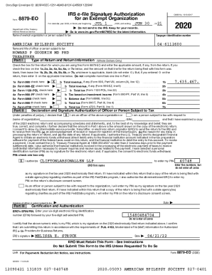 Fillable Online IRS e-file Signature Authorization for a Tax Exempt ...