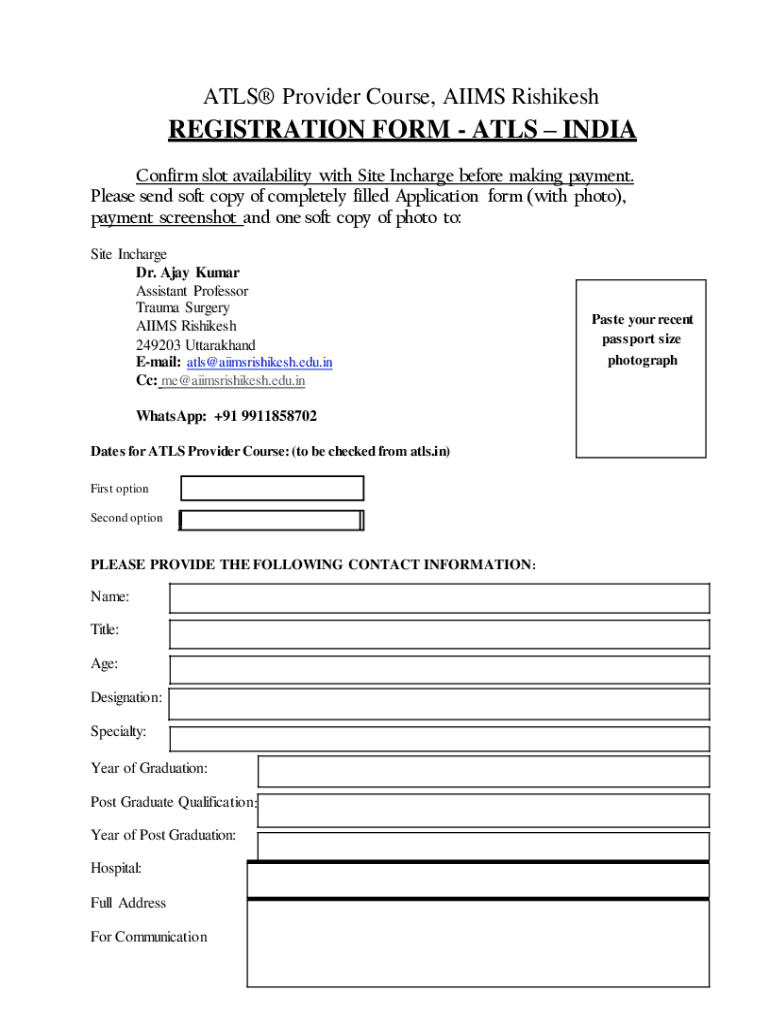 Fillable Online aiimsrishikesh edu ATLS Philippines - Facebook Fax Email Print - pdfFiller