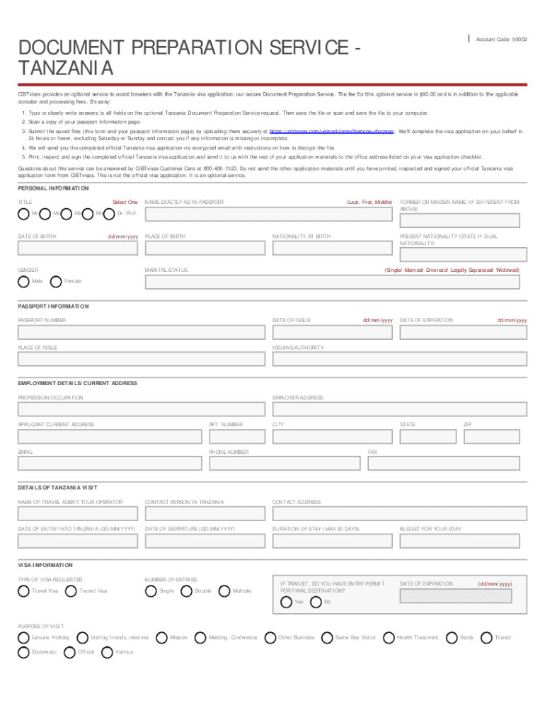 Fillable Online U.S. Embassy Dar-es-Salaam, Tanzania - DRS - travel.gov Fax Email Print - pdfFiller