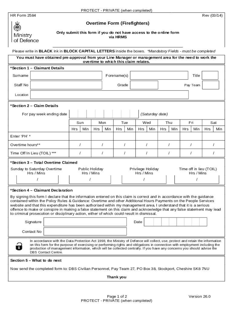 HR 2584: Overtime (Fire Fighters) - GOV.UK Doc Template | pdfFiller