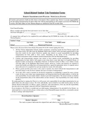Fillable Online School-Related Student Trip Permission Forms - PARENT ...