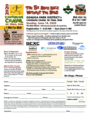 Fillable Online geauga park district's - caveman crawl 5k trail run - Amazon S3 Fax Email Print ...