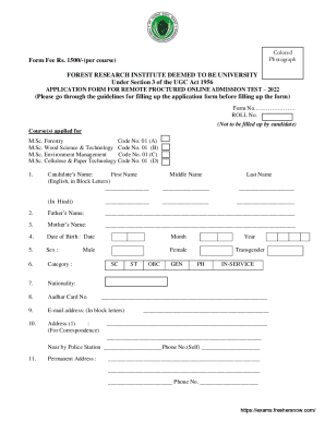 Fillable Online Exams.Freshersnow.com FRI Entrance Exam M.Sc ...