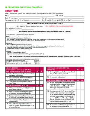 Fillable Online preparticipation physical evaluation - history form Fax ...