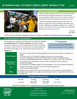 Fillable Online international unt and Scholar Services (ISSS) office wants to ensure that you ...