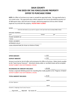 Fillable Online Tax Deed Property For Sale (Prior Years) New ... - Sauk ...