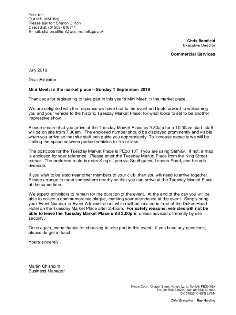 Fillable Online July 2019 Dear Exhibitor Mini Meet: in the market place Fax Email Print - pdfFiller