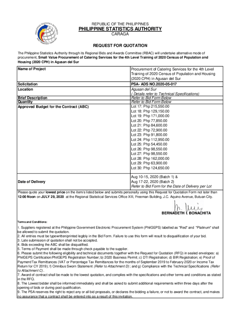 Fillable Online philippine statistics authority - rsso xiii (caraga) Fax Email Print - pdfFiller