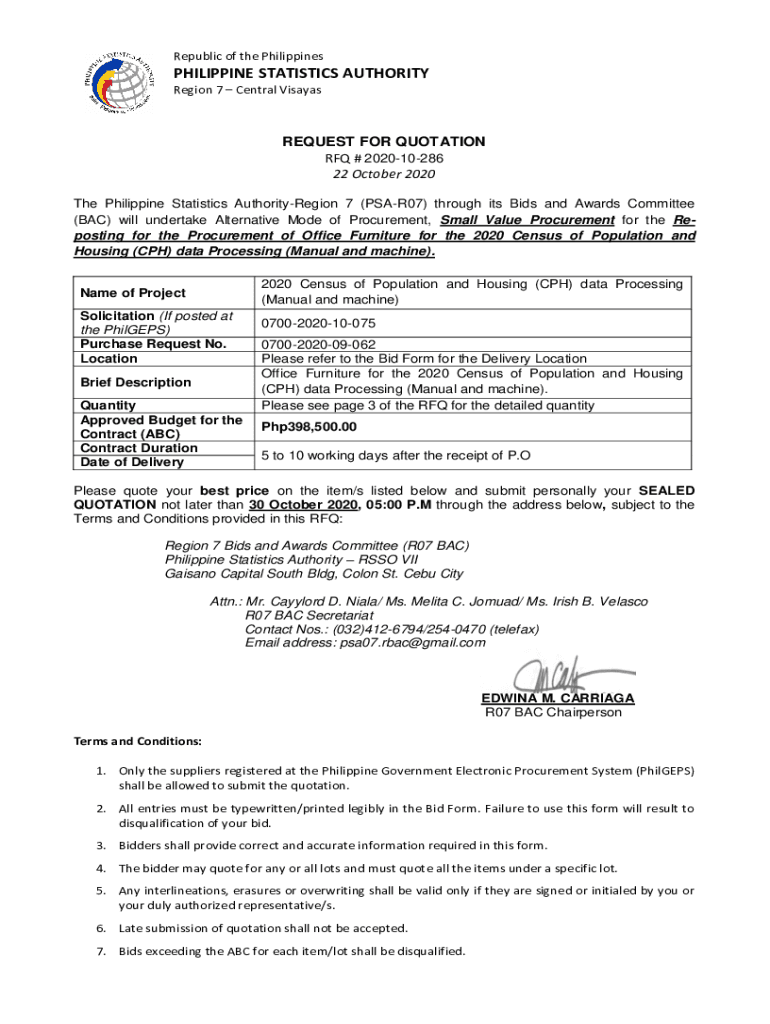 Fillable Online 2. supplies for cph.pdf - Philippine Statistics Authority Region XI Fax Email ...