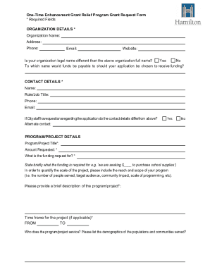 Fillable Online One-Time Enhancement Grant Relief Program Grant Request Form Fax Email Print ...