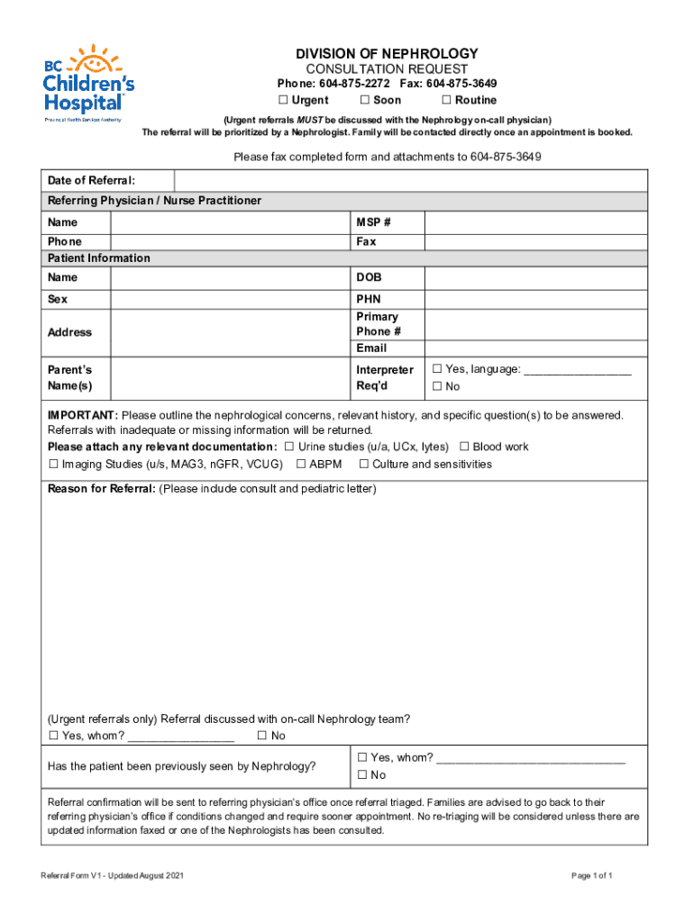 Fillable Online Outpatient Nephrology Referral Form for Primary Care ... Fax Email Print - pdfFiller