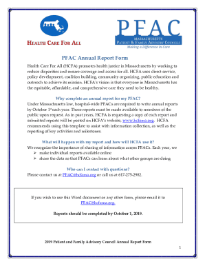 Fillable Online PFAC Annual Report Form - UMass Memorial Health Fax ...