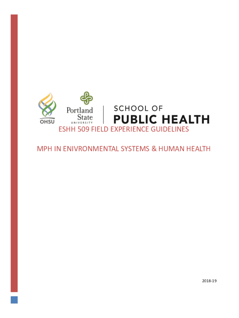 Fillable Online ESHH 509 Field experience Guidelines. OHSU-PSU School ...