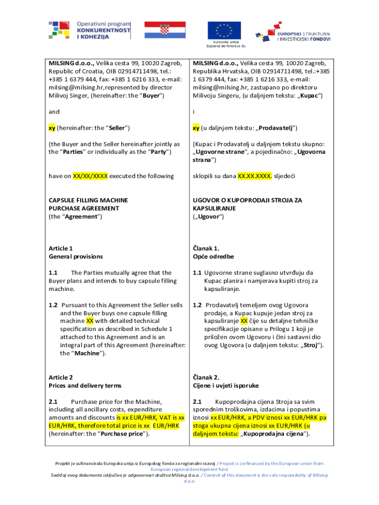 Fillable Online MILSING d.o.o. Company ProfileOdra, Grad Zagreb ...