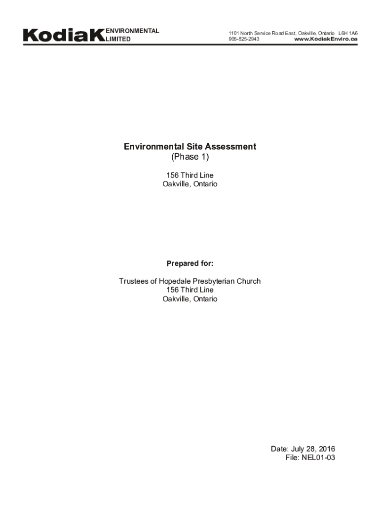 Fillable Online Phase 1 Environmental Site Assess - the Town of ...