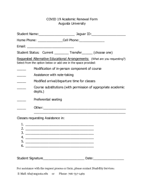 Fillable Online COVID-19 Alternative Educational Arrangement Request ...