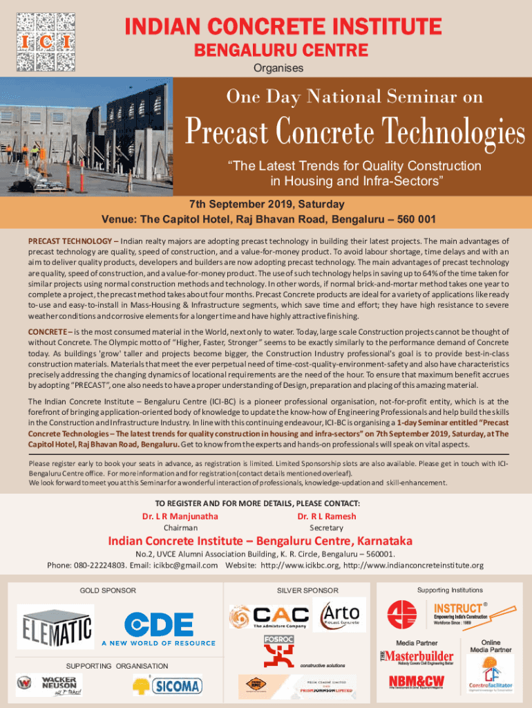 Fillable Online One Day National Seminar on Precast Concrete Technology Fax Email Print - pdfFiller