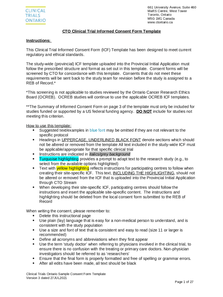 Clinical Trial Ined Consent Template Doc Template | pdfFiller