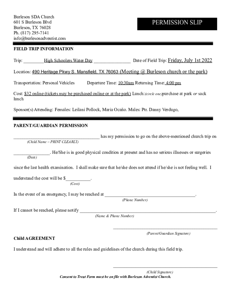 Fillable Online Plan Your Visit - Burleson Adventist Church Fax Email Print - pdfFiller