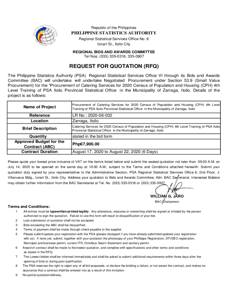 Fillable Online The Philippine Statistics Authority (PSA) Regional Statistical Services Office ...