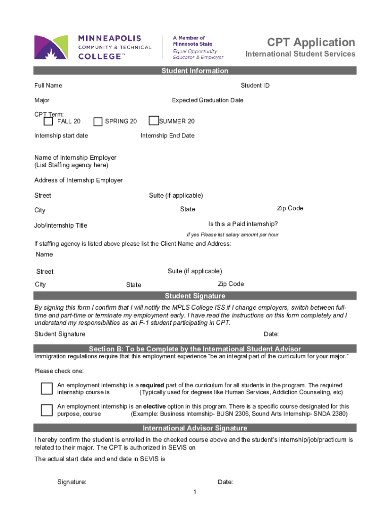 Fillable Online Paid vs. Unpaid CPT - International Student Services ...