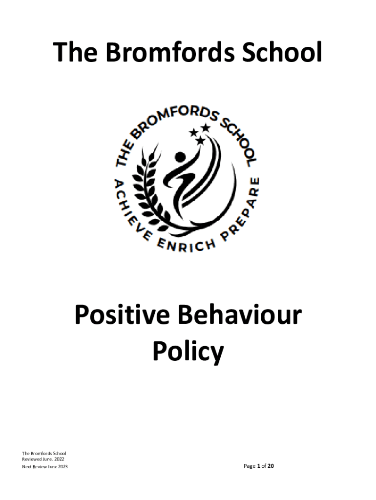Fillable Online The Bromfords School Positive Behaviour Policy Fax ...