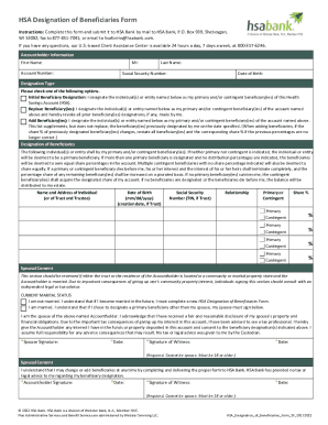 Fillable Online HSA Designation of Beneficiaries Form Fax Email Print ...