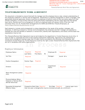Fillable Online Telework-Remote Work Agreement - Human Resources Fax ...