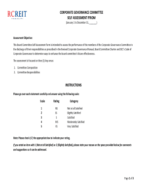Fillable Online corporate governance committee self-assessment form Fax Email Print - pdfFiller