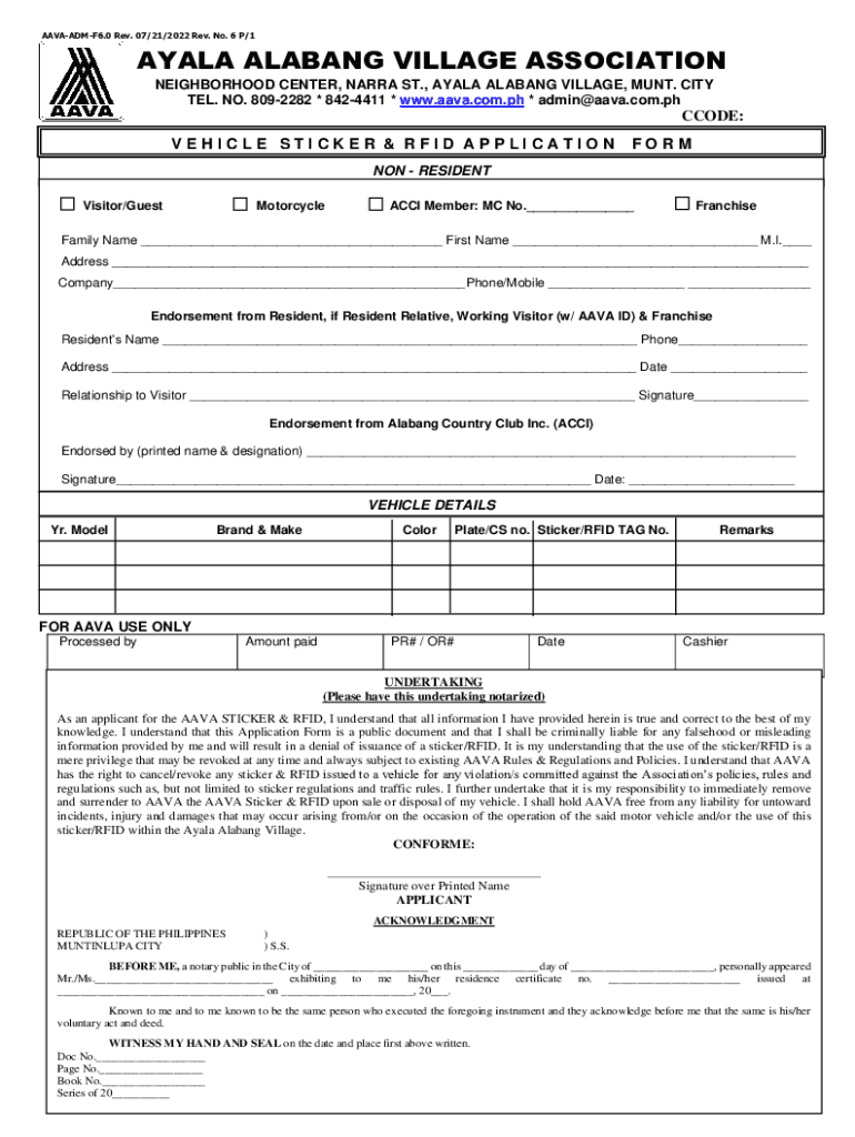 Fillable Online 2021 visitor sticker/rfid application form Fax Email ...