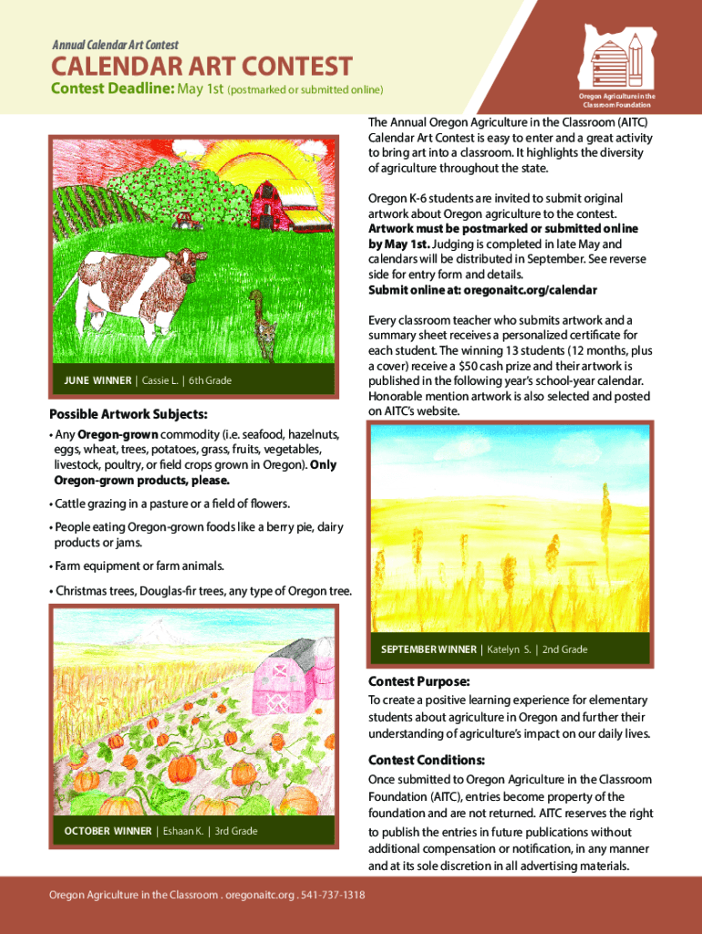 Fillable Online Annual Calendar Art Contest Fax Email Print - pdfFiller