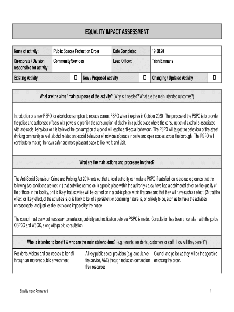 Fillable Online Equality Impact Assessment Form (EIA) Fax Email Print ...