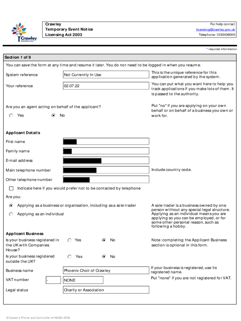 Fillable Online Temporary Event Notice Application Form ... - Studylib Fax Email Print - pdfFiller