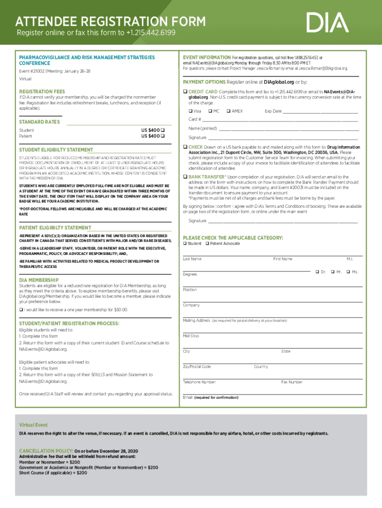 Fillable Online DIA Global Pharmacovigilance and Risk Management ...