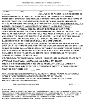 Fillable Online Free Contractor Liability Waiver Form Template ...