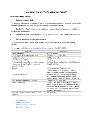Fillable Online HEALTH INSURANCE FORMS AND POLICIES Fax Email Print ...