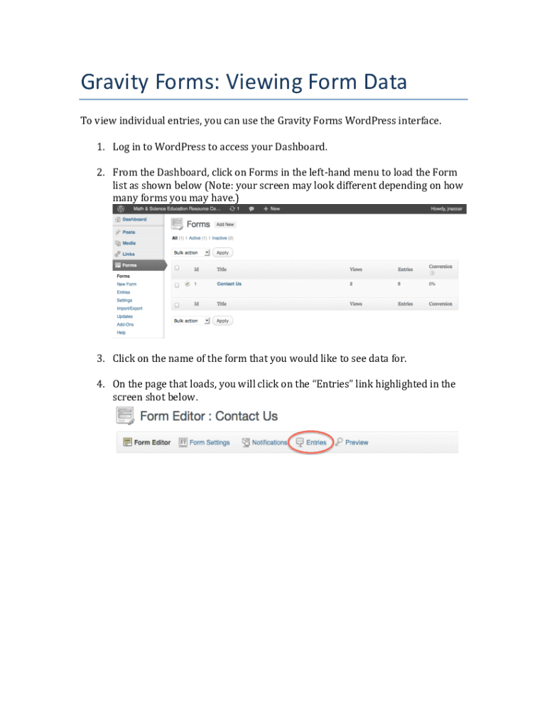 Fillable Online Using Gravity Forms Viewing Form Data. Gravity Forms Fax Email Print - pdfFiller