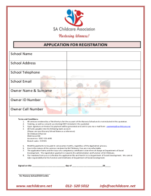 Fillable Online Application Form for RegistrationSA Childcare Fax Email Print - pdfFiller
