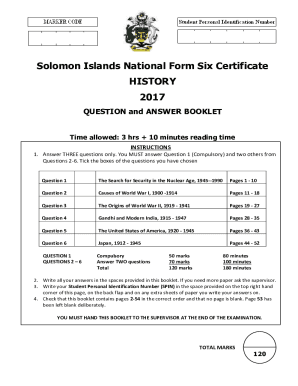 Fillable Online Solomon Islands National Form Six Certificate HISTORY ...