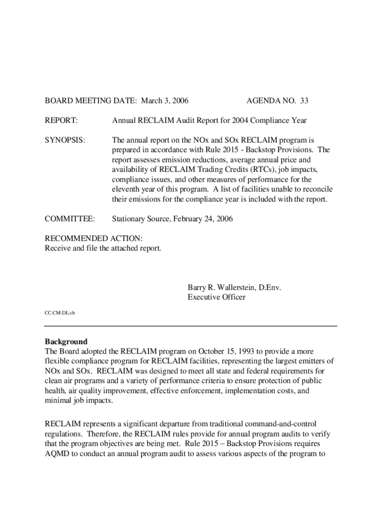 Fillable Online A Short Guide to the SCAQMD's RECLAIM Program Fax Email ...