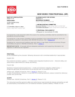 Fillable Online ISO FORM 4 NEW WORK ITEM PROPOSAL (NP) Fax Email Print ...