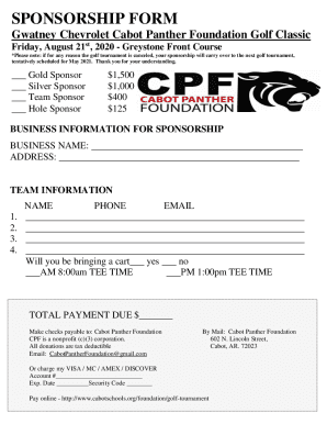 Fillable Online SPONSORSHIP FORM - Cabot Public Schools Fax Email Print ...
