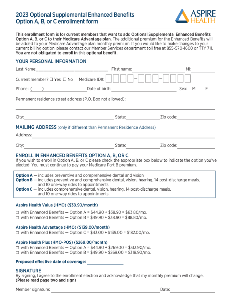 Fillable Online Enhanced Benefits enrollment form Fax Email Print - pdfFiller