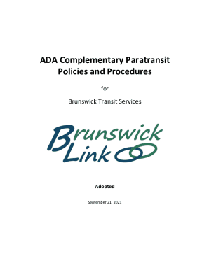 Fillable Online ADA Complementary Paratransit Service Policies ... Fax ...