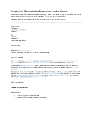 Template letter ECC: termination of the purchasefaulty product Doc Template | pdfFiller