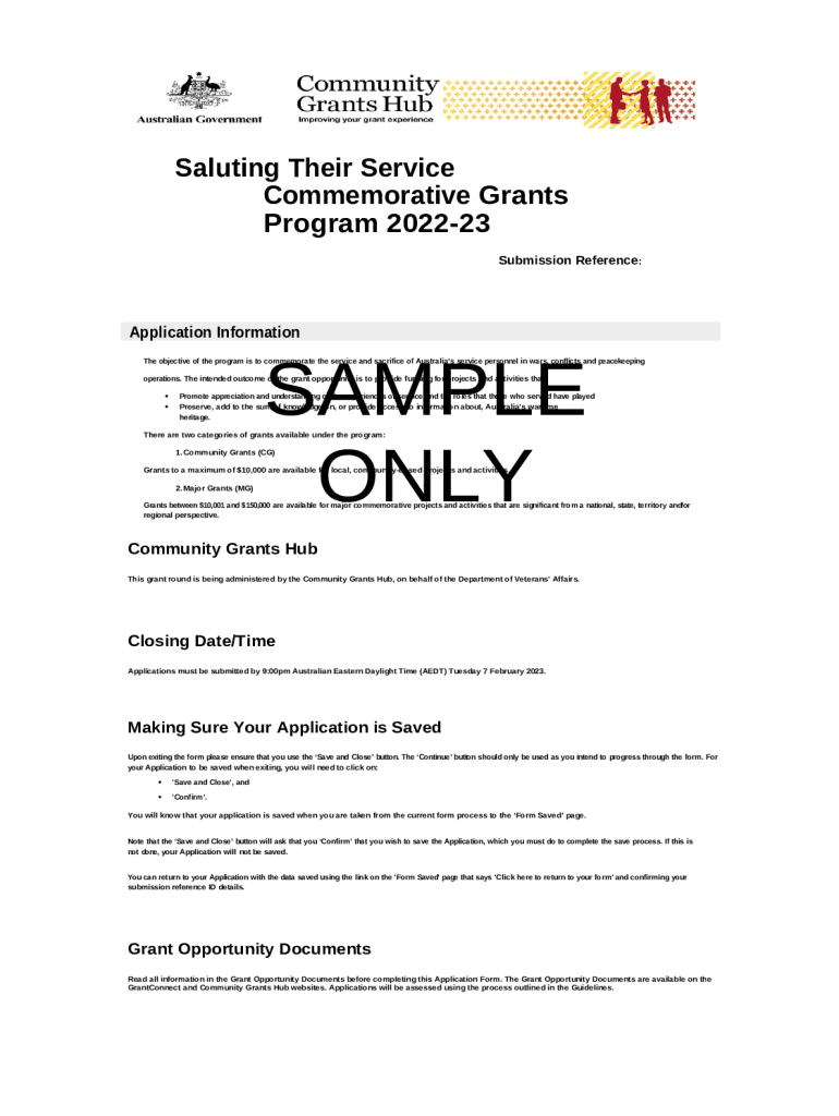 The Saluting Their Service Commemorative Grants Program Doc Template ...